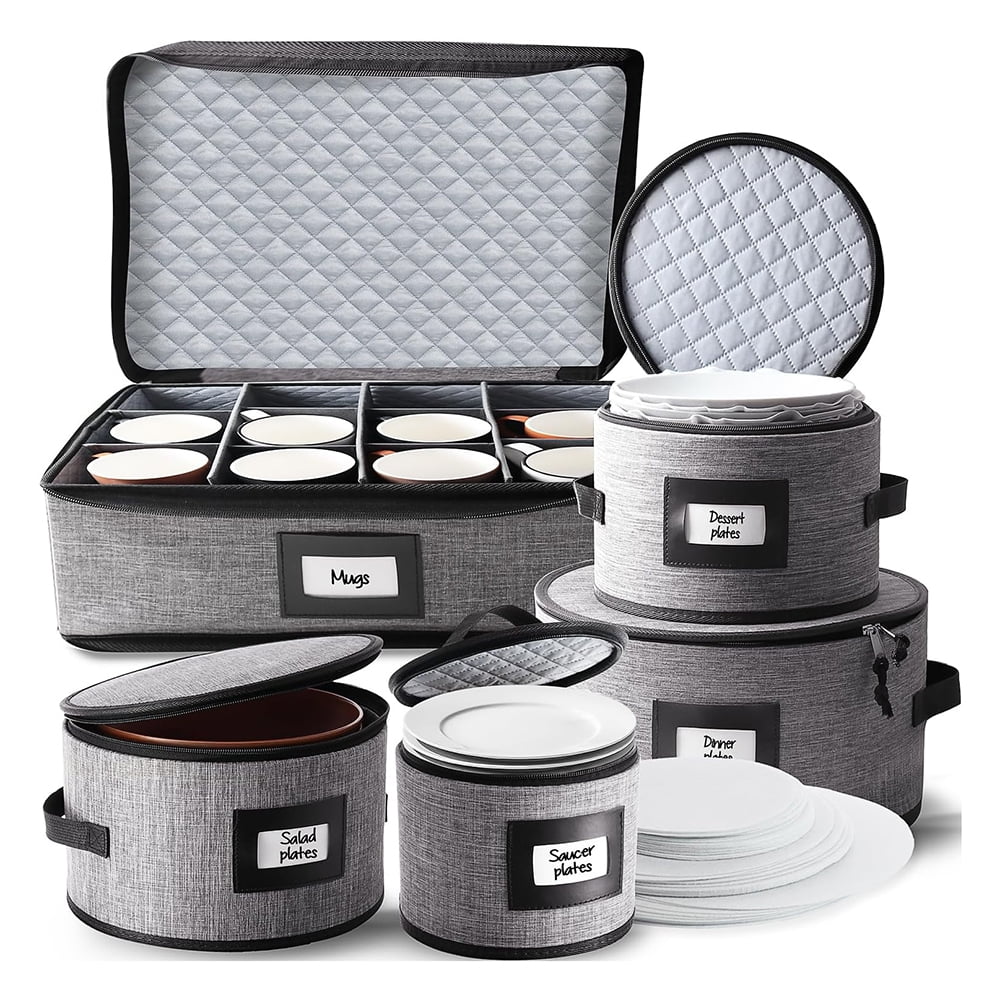 Fine China Storage Containers Hard Shell – 5 Piece Dish Storage ...