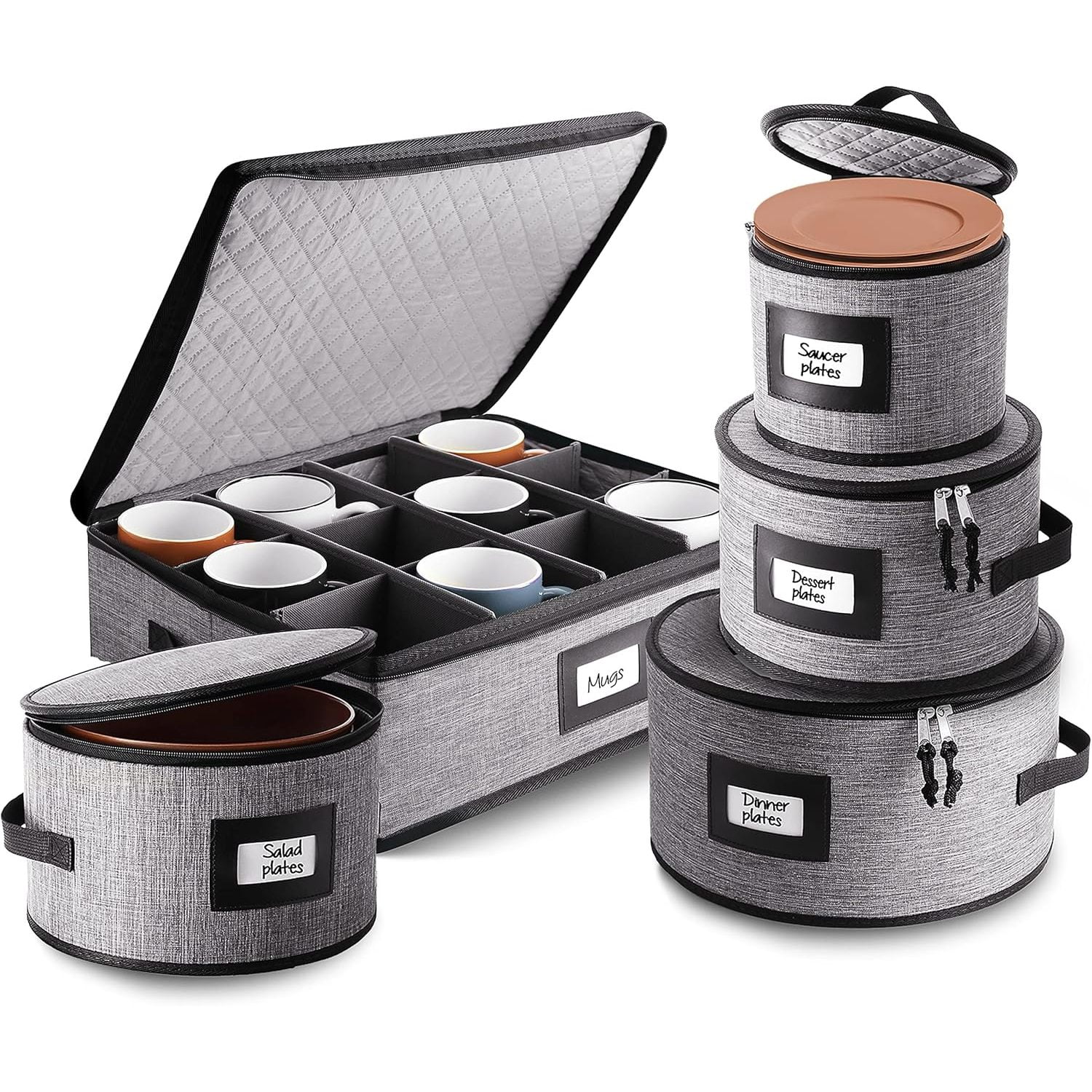 Fine China Storage Containers Hard Shell – 5 Piece Dish Storage ...