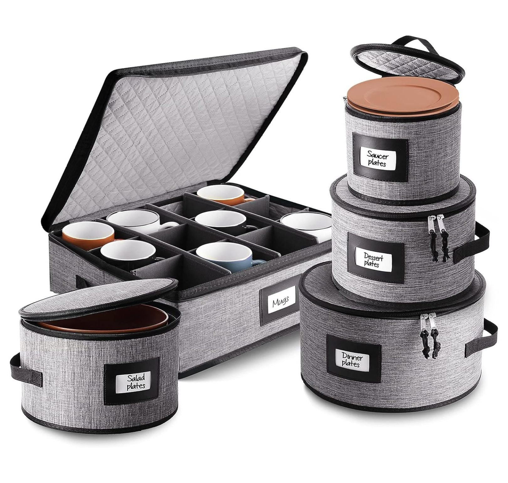 Fine China Storage Containers Hard Shell, 5 Piece Dish Storage ...