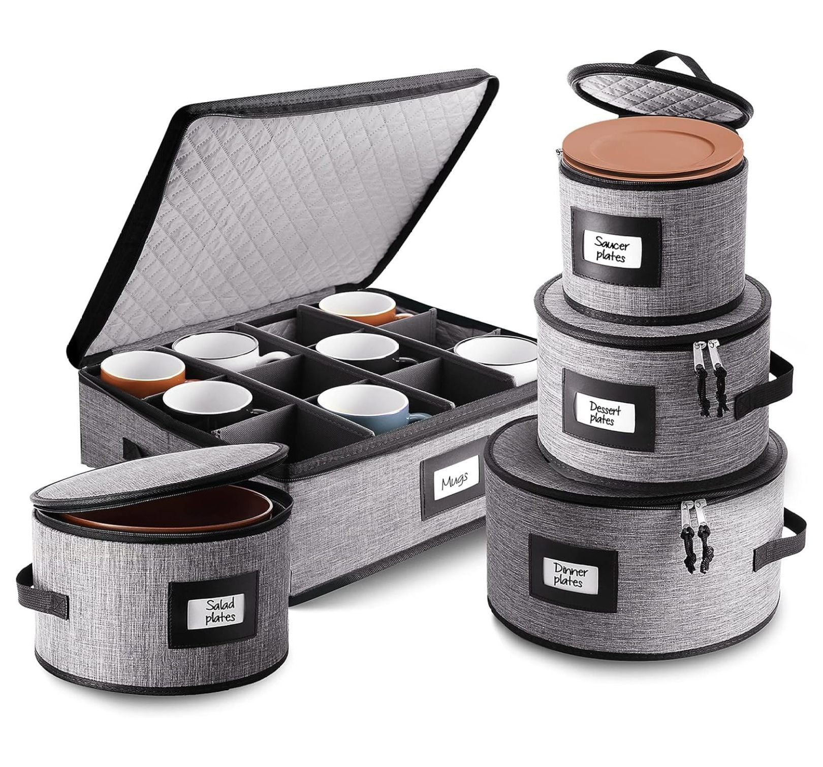 Fine China Storage Containers Hard Shell, 5 Piece Dish Storage ...