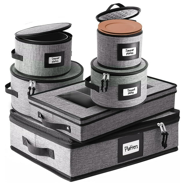 Fine China Storage Containers Hard Shell – 6 Piece Dish Storage ...