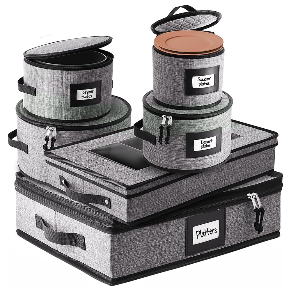 Fine China Storage Containers Hard Shell – 6 Piece Dish Storage ...