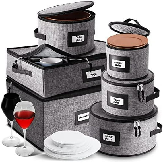 Fine China Storage Containers Hard Shell, 6 Piece Dish Storage ...