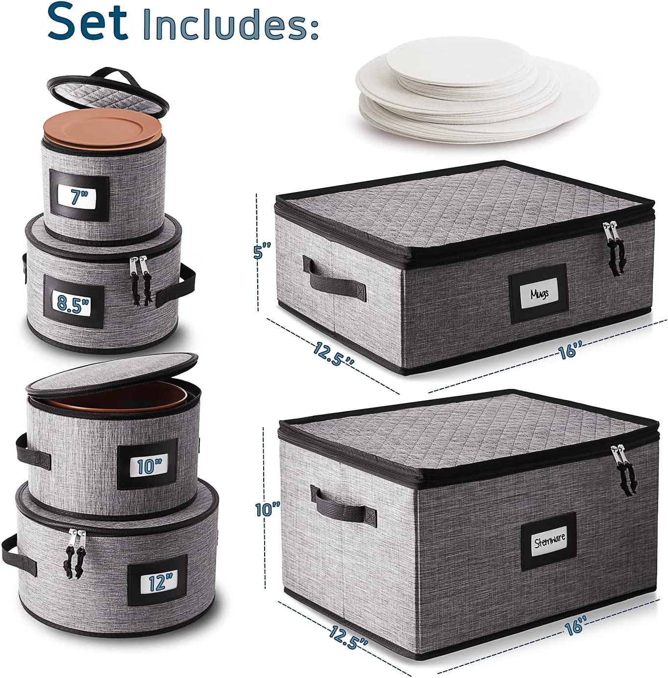 Fine China Storage Containers Hard Shell, 6 Piece Dish Storage ...