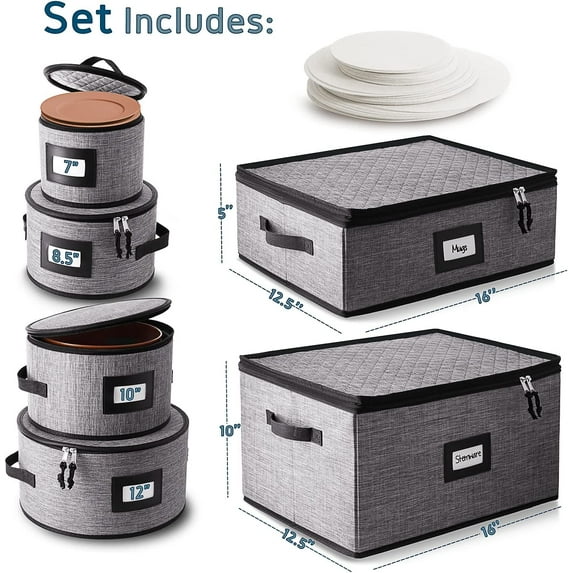 Fine China Storage Containers Hard Shell, 6 Piece Dish Storage ...