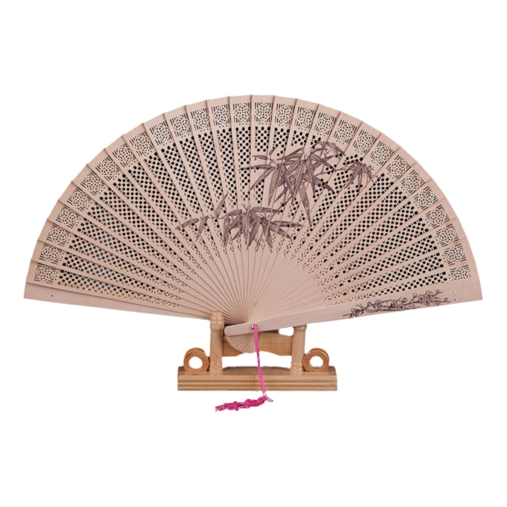 Fine Craftsmanships Wood Hand Fan Featurings Chinese Florals Art ...