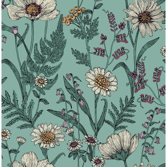 Fine Decor Arden Blue Wild Meadow Wallpaper, 20.5-in by 33-ft - Walmart.com