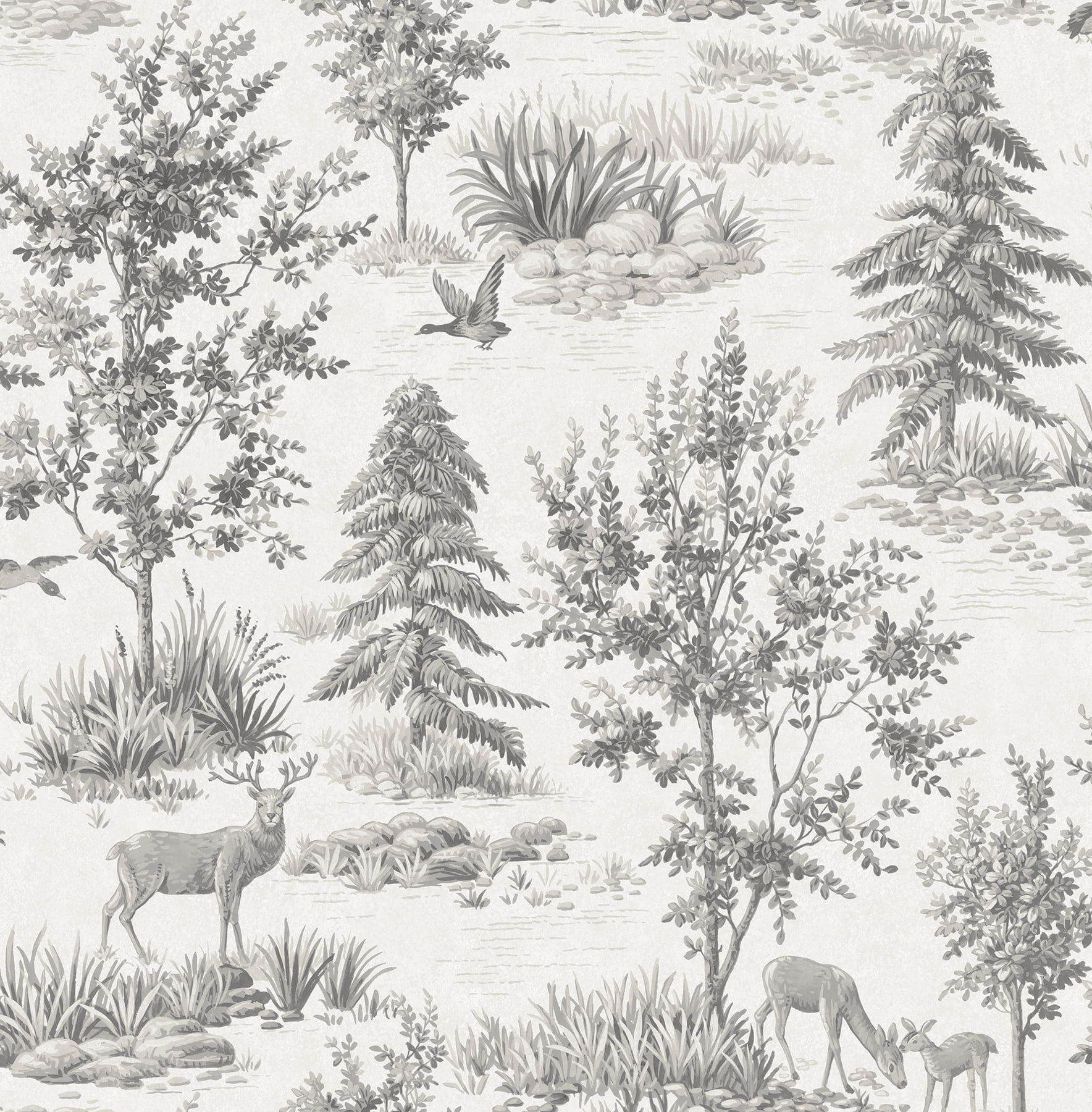 Fine Decor Dwyer Grey Stag Toile Wallpaper - Walmart.com