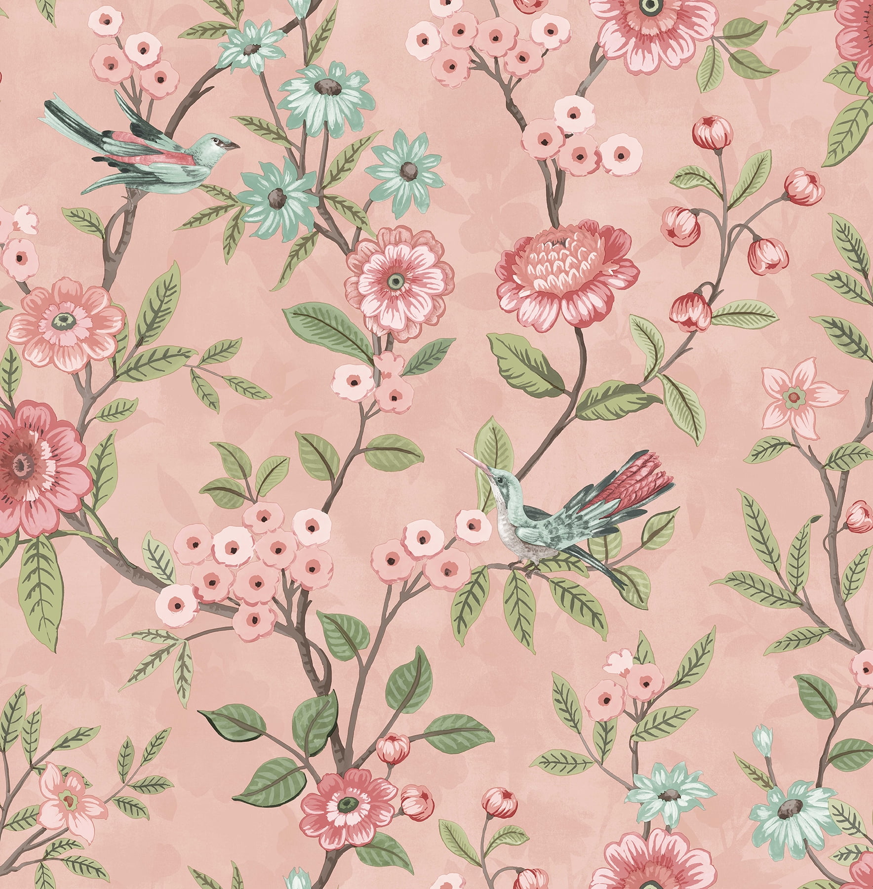 Fine Decor Elspeth Pink Floral Trail Wallpaper - Walmart.com