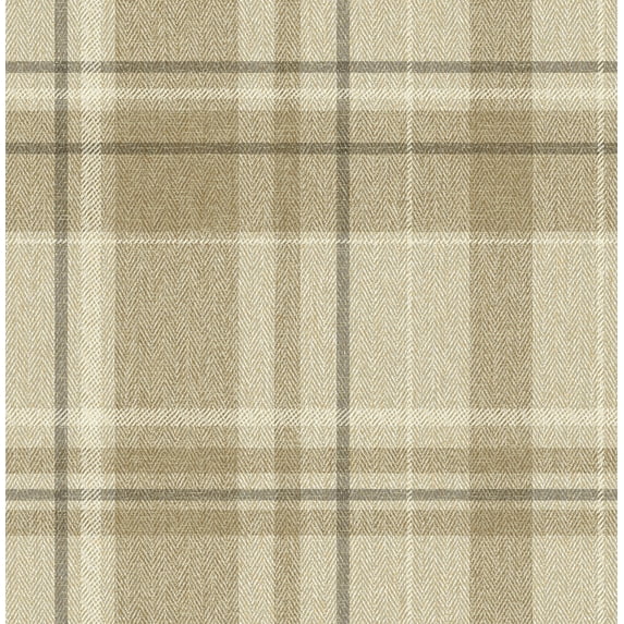 Fine Decor Harris Light Brown Plaid Chevron Wallpaper - Walmart.com