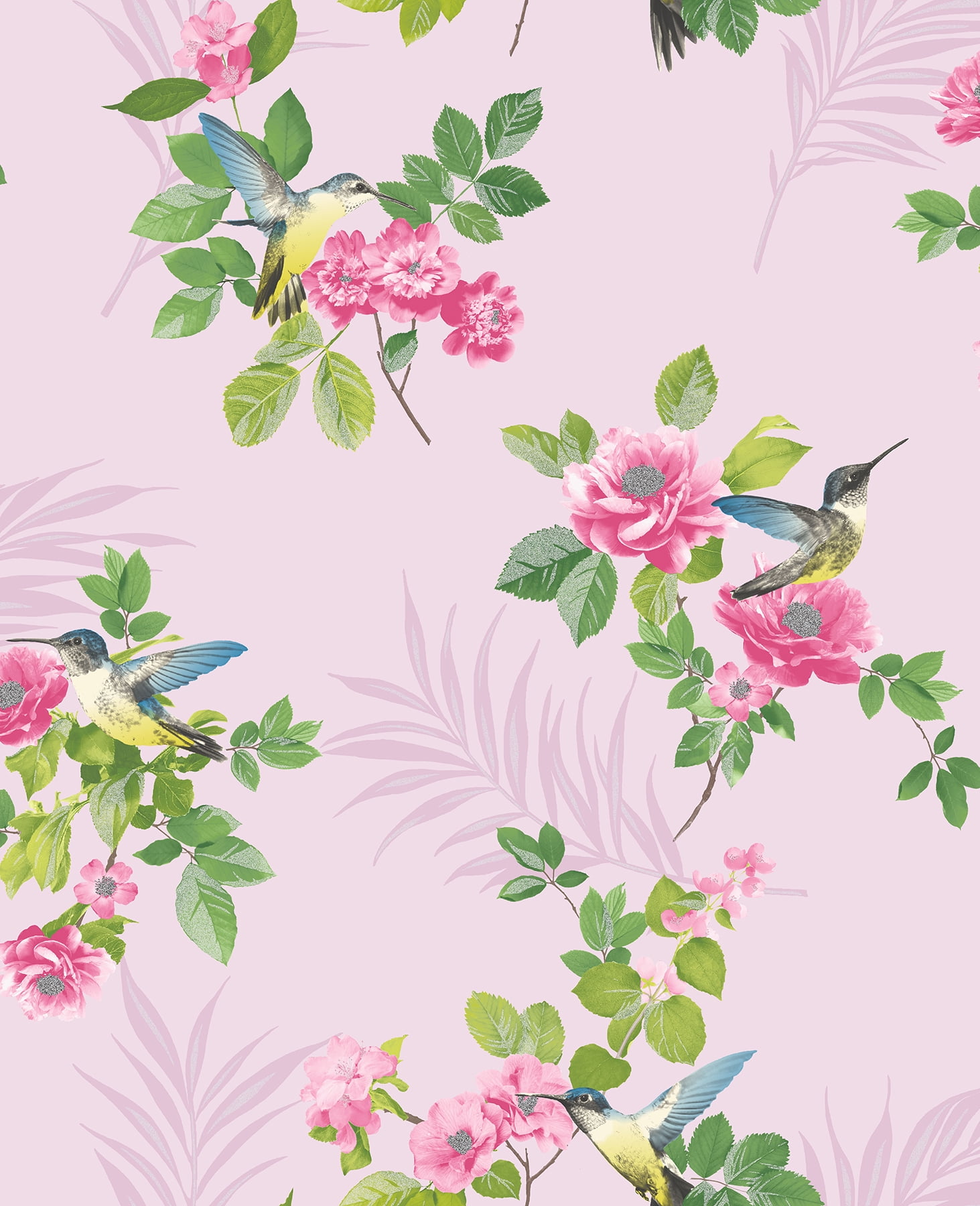 Fine Decor Juniper Pink Botanical Paste The Wall Non Woven Wallpaper ...