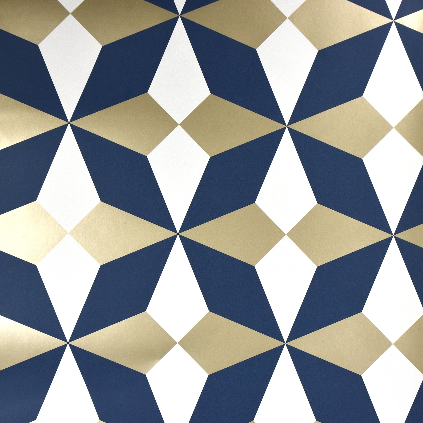 Fine Decor Newby Navy Geometric Unpasted Paper Wallpaper, 20.5-in by 33 ...