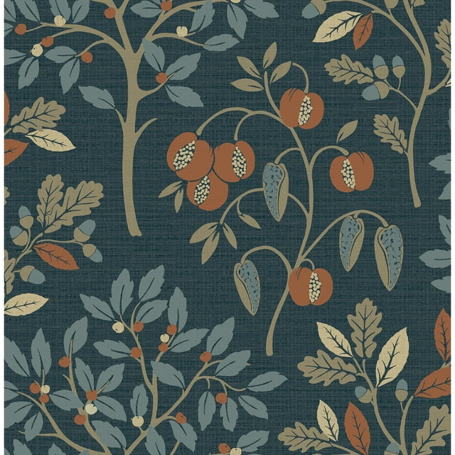 Fine Decor Rowan Navy Autumn Trees Wallpaper, 20.5-in by 33-ft ...
