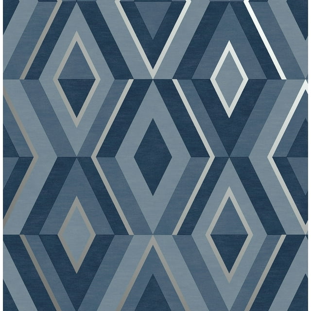 Fine Decor Shard Blue Geometric Unpasted Paper Wallpaper, 20.5-in by 33 ...