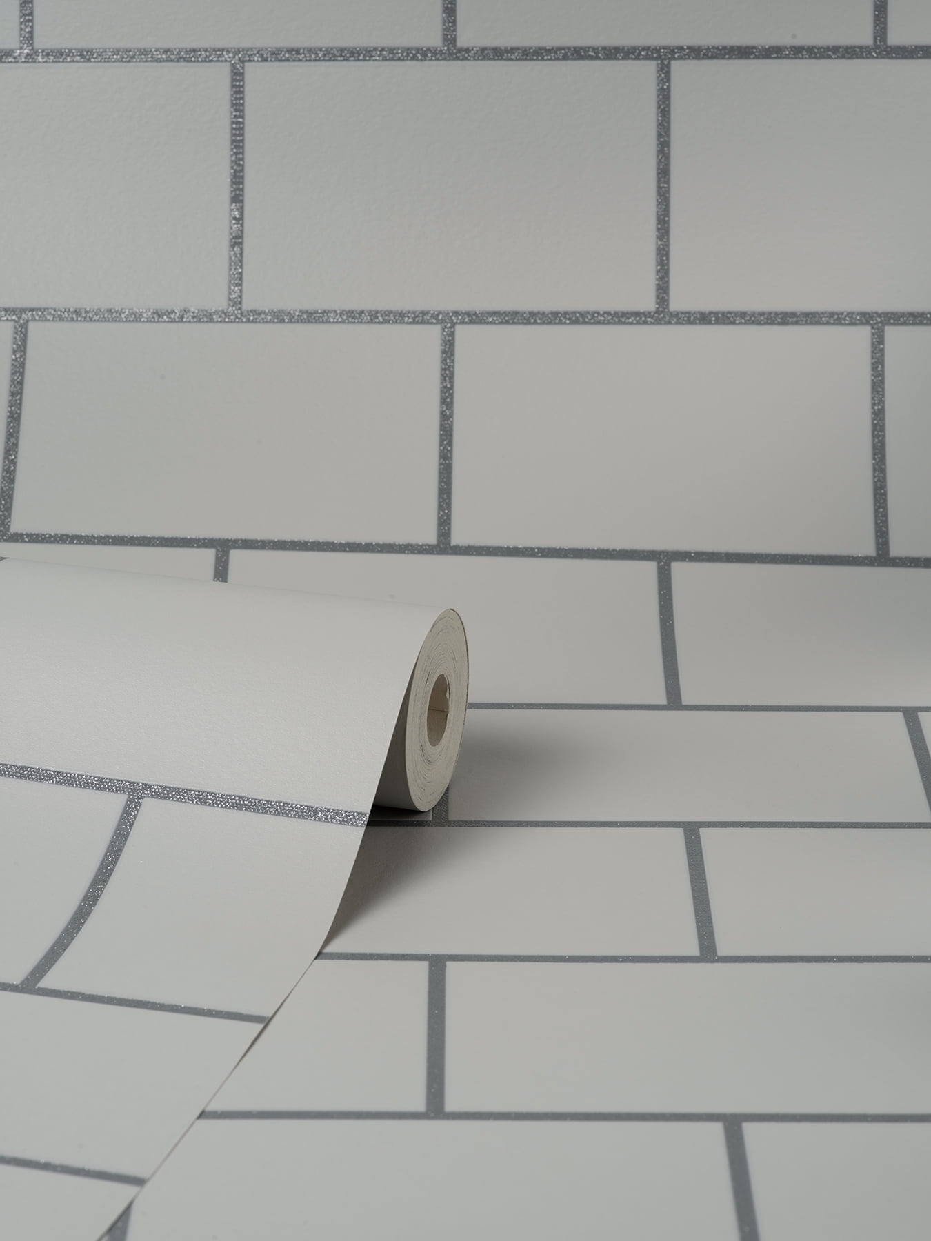Fine Decor Wallcoverings Metro White Tile Wallpaper - Walmart.com