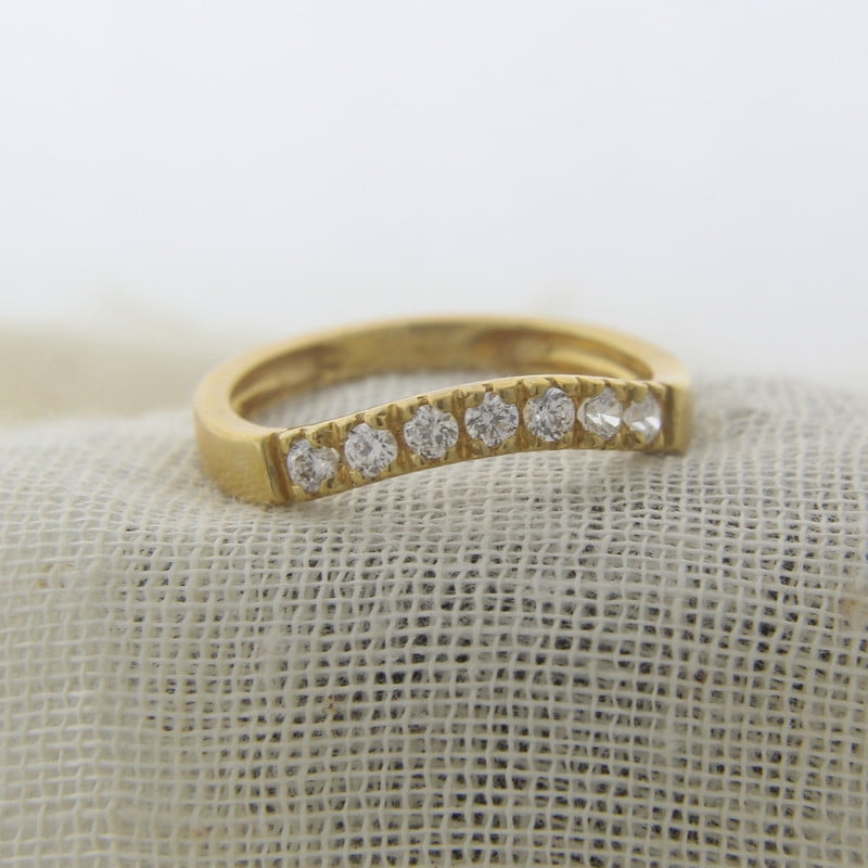 Fine Diamond Jewelry Curved Lab Diamond Band in Recycled Gold, Handmade ...