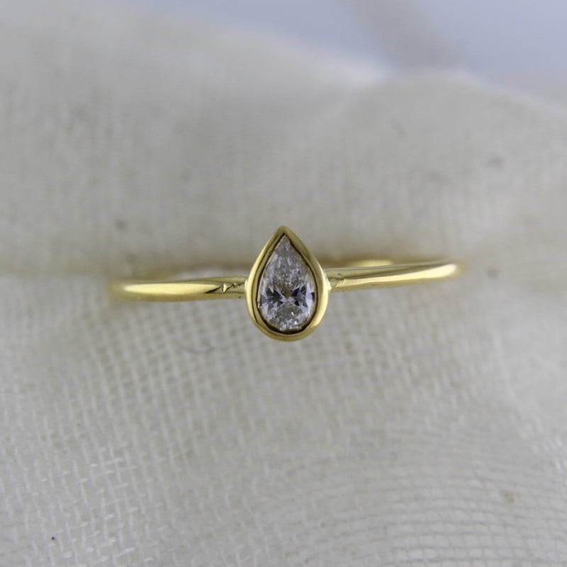 Fine Diamond Jewelry Pear Yellow Diamond Engagement Ring, 0.18 ct, 10k ...