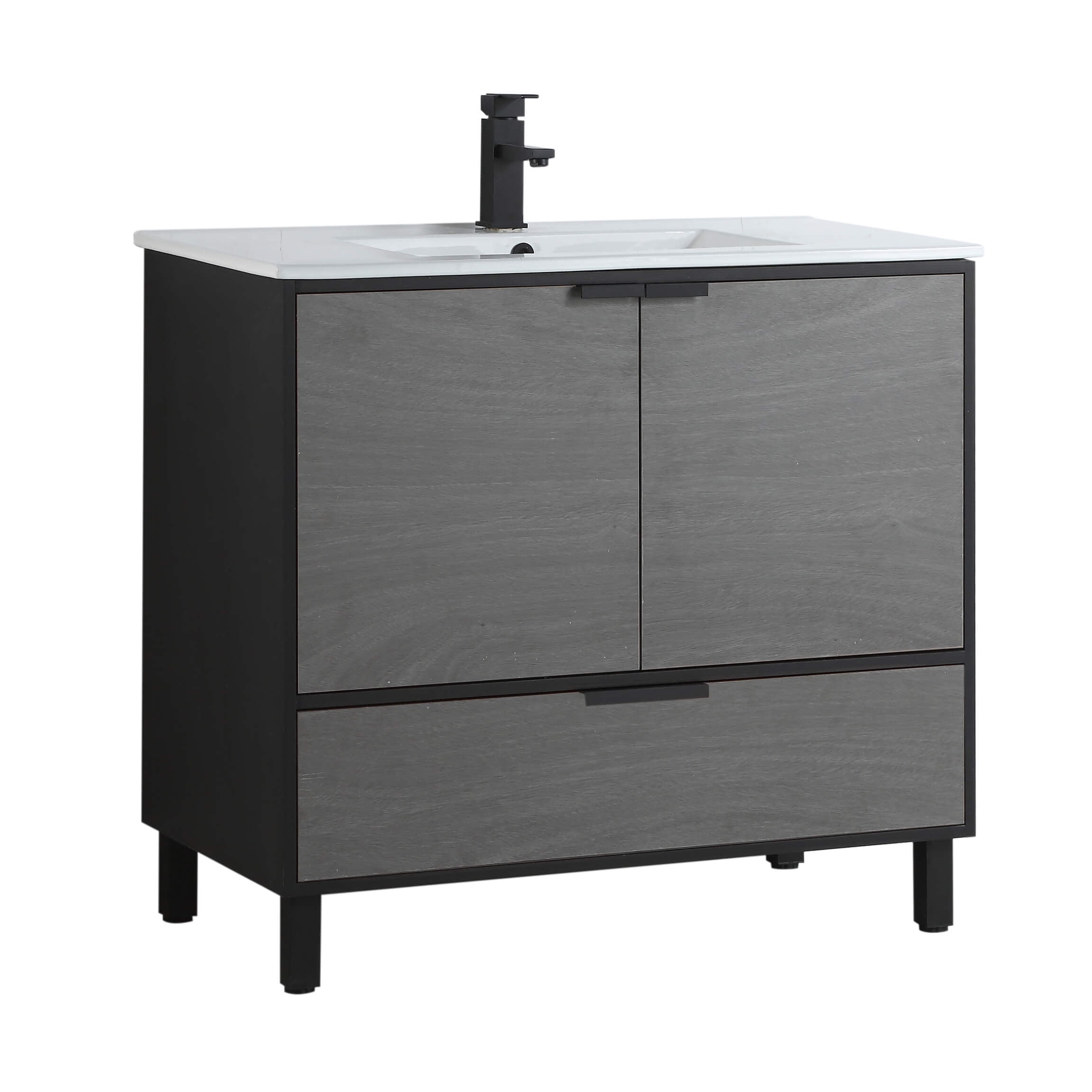 Fine Fixture Hamilton Bathroom Vanity and Sink, 36 Inch Classic Gray ...