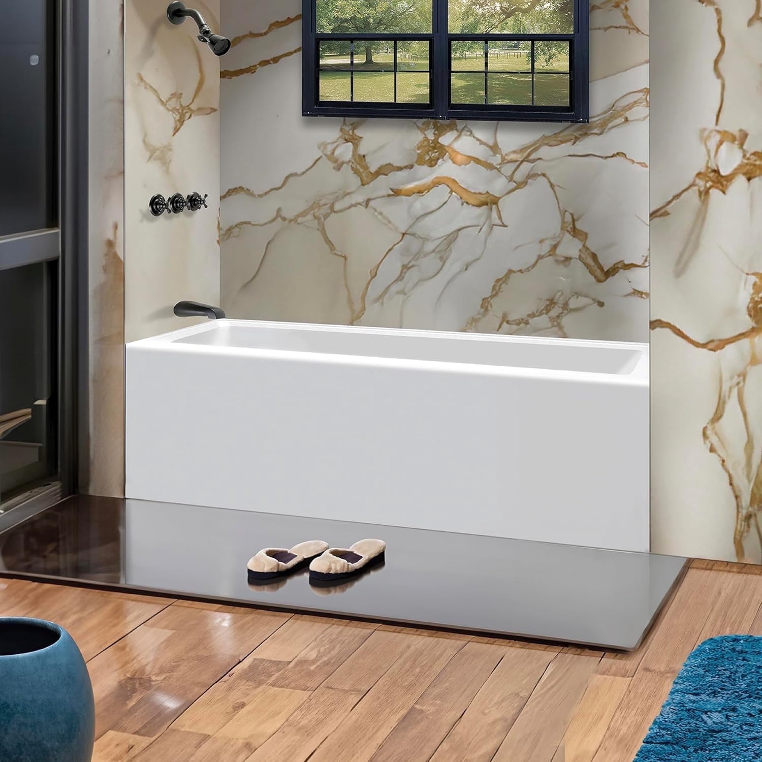 Fine Fixtures Acrylic-Fiberglass Soaking Bathtub, White. Alcove| Apron ...