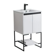 Fine Fixture Hamilton Bathroom Vanity and Sink, 36 Inch Matte White ...