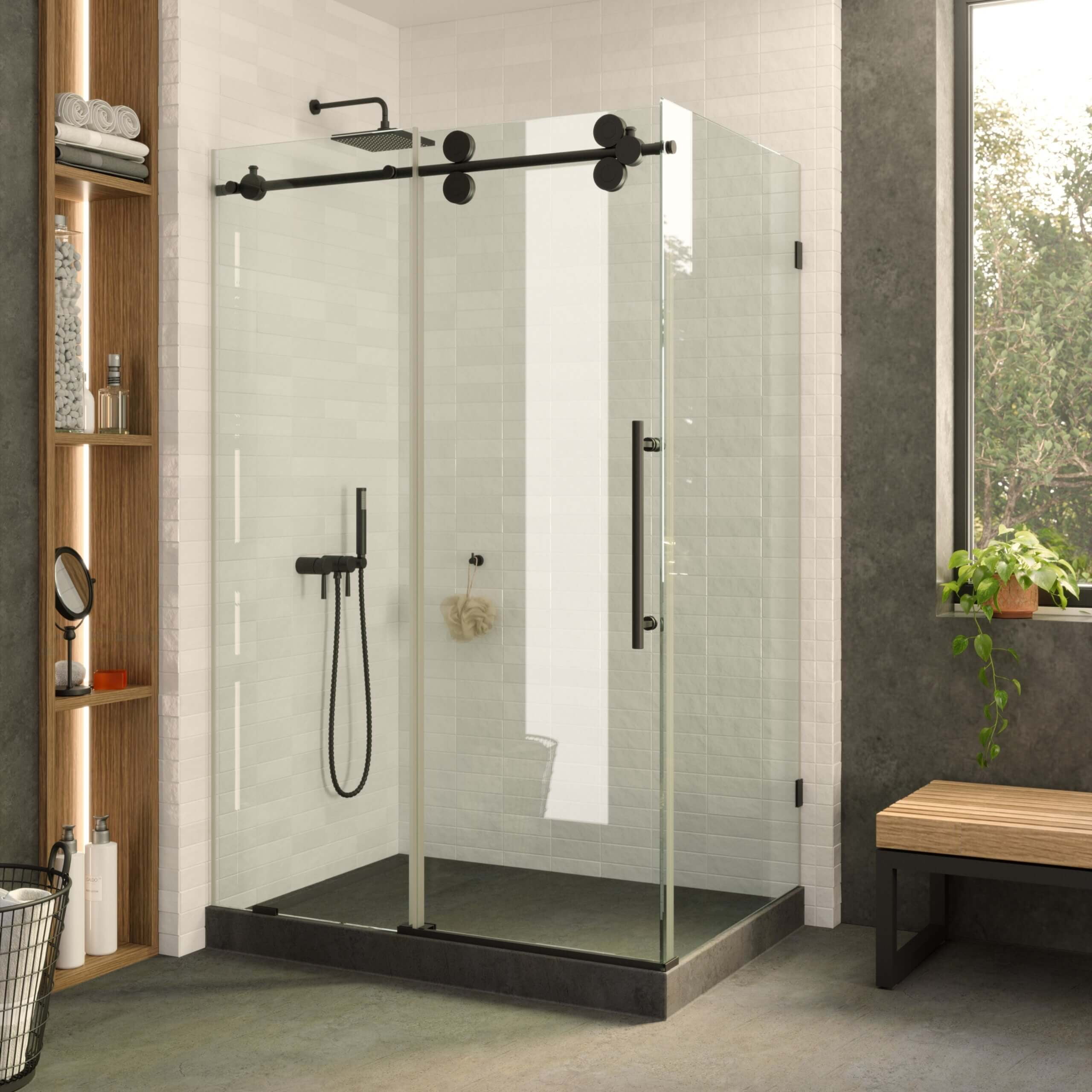 Fine Fixtures Frameless Shower Enclosure Sliding Shower Glass Door ...