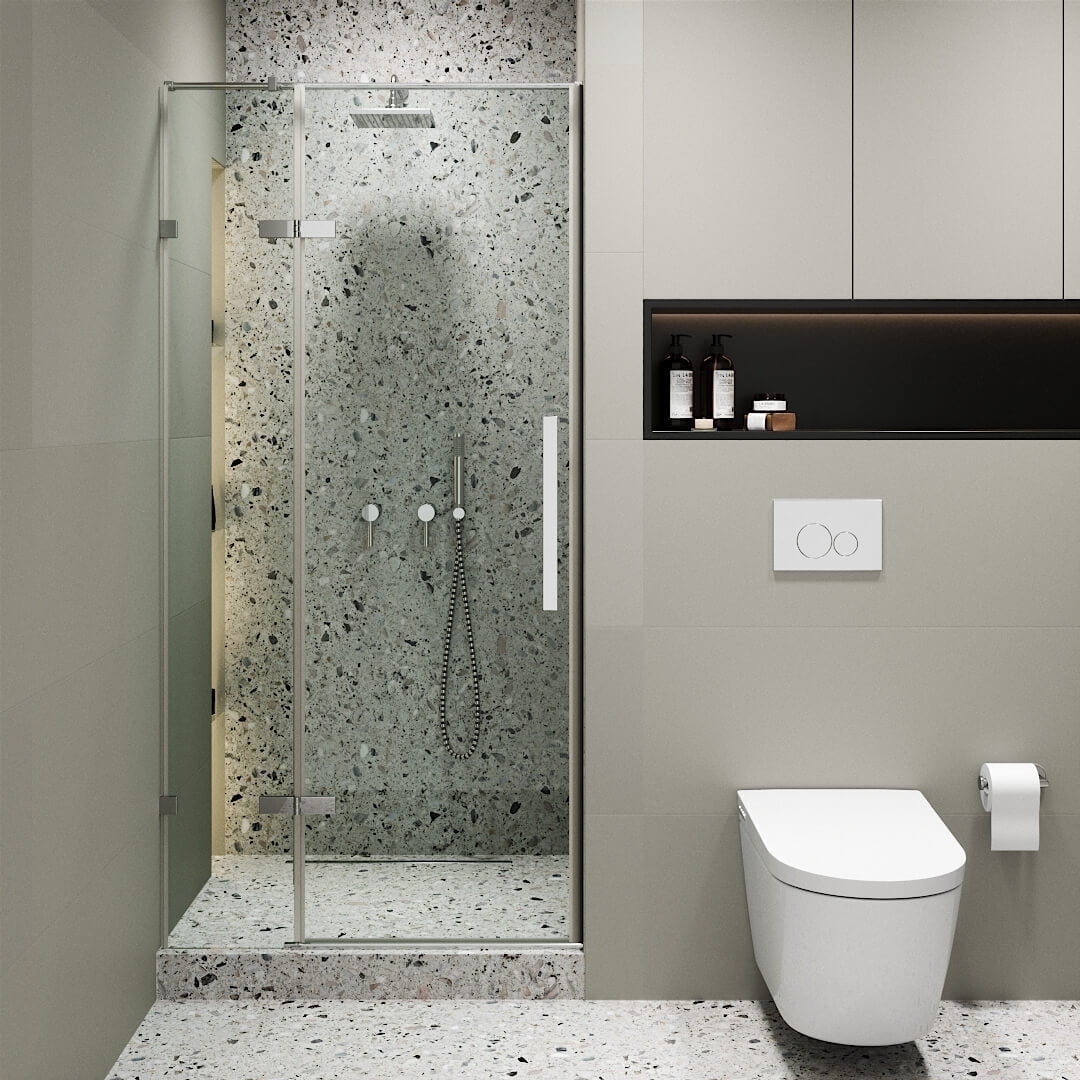 Fine Fixtures Hinged Frameless Shower Door - Clear Tempered Glass Door ...
