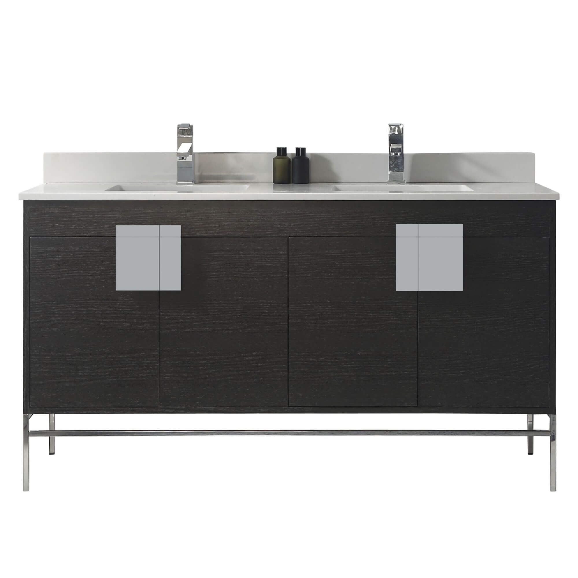 Fine Fixtures - Modern Black 60" Bathroom Vanity Set, Chrome Hardware ...