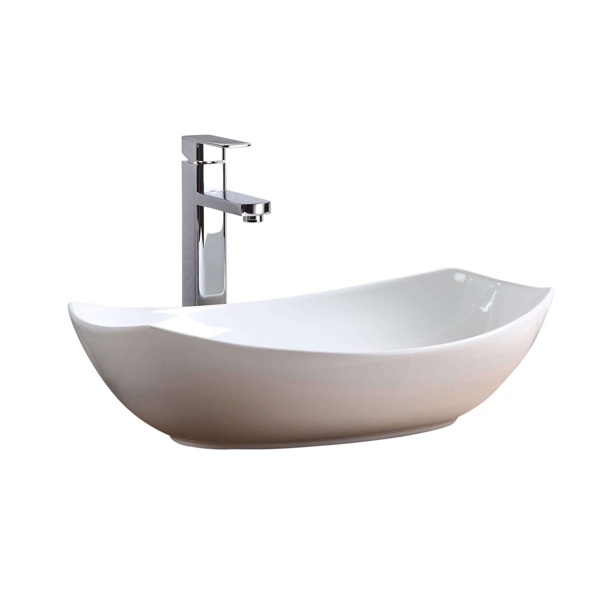 Fine Fixtures Modern Bathroom Round Overflow Vessel Sink with Faucet ...