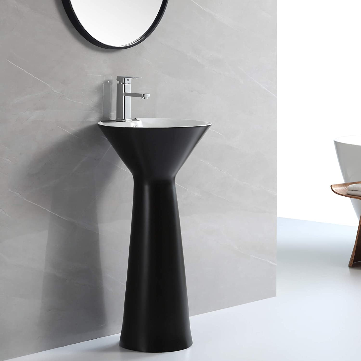 Fine Fixtures Pyramid Pedestal, Elegant One Piece Pedestal Sink, Center ...