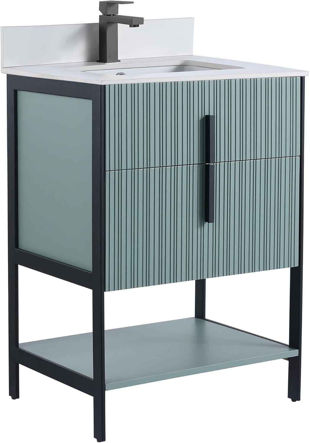 Fine Fixtures Serenity 24 in. W x 18 in. D x 33.5 in. H Bathroom Vanity in Mint Green with White ...