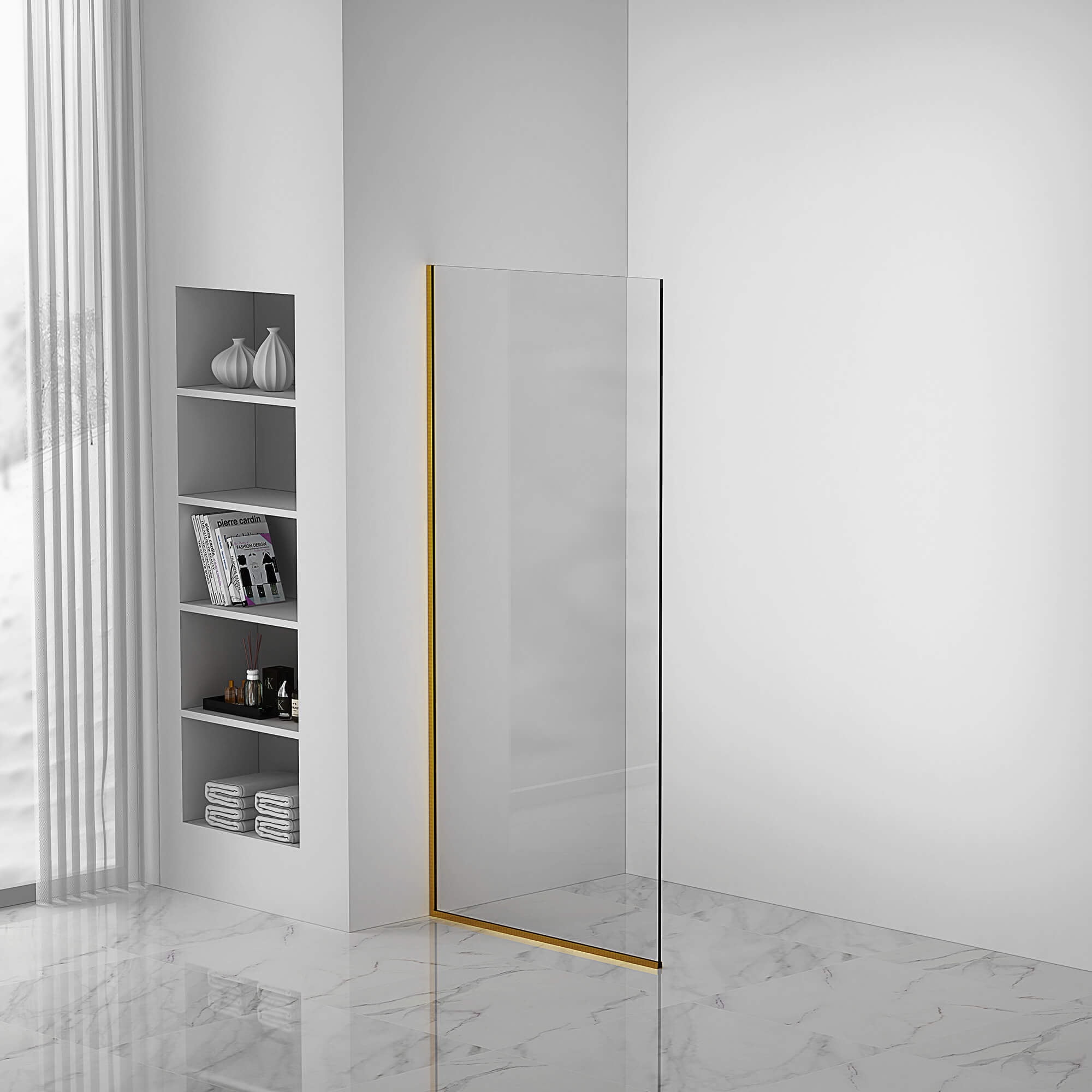 Fine Fixtures Single Fixed Glass Shower Panel Clear Tempered