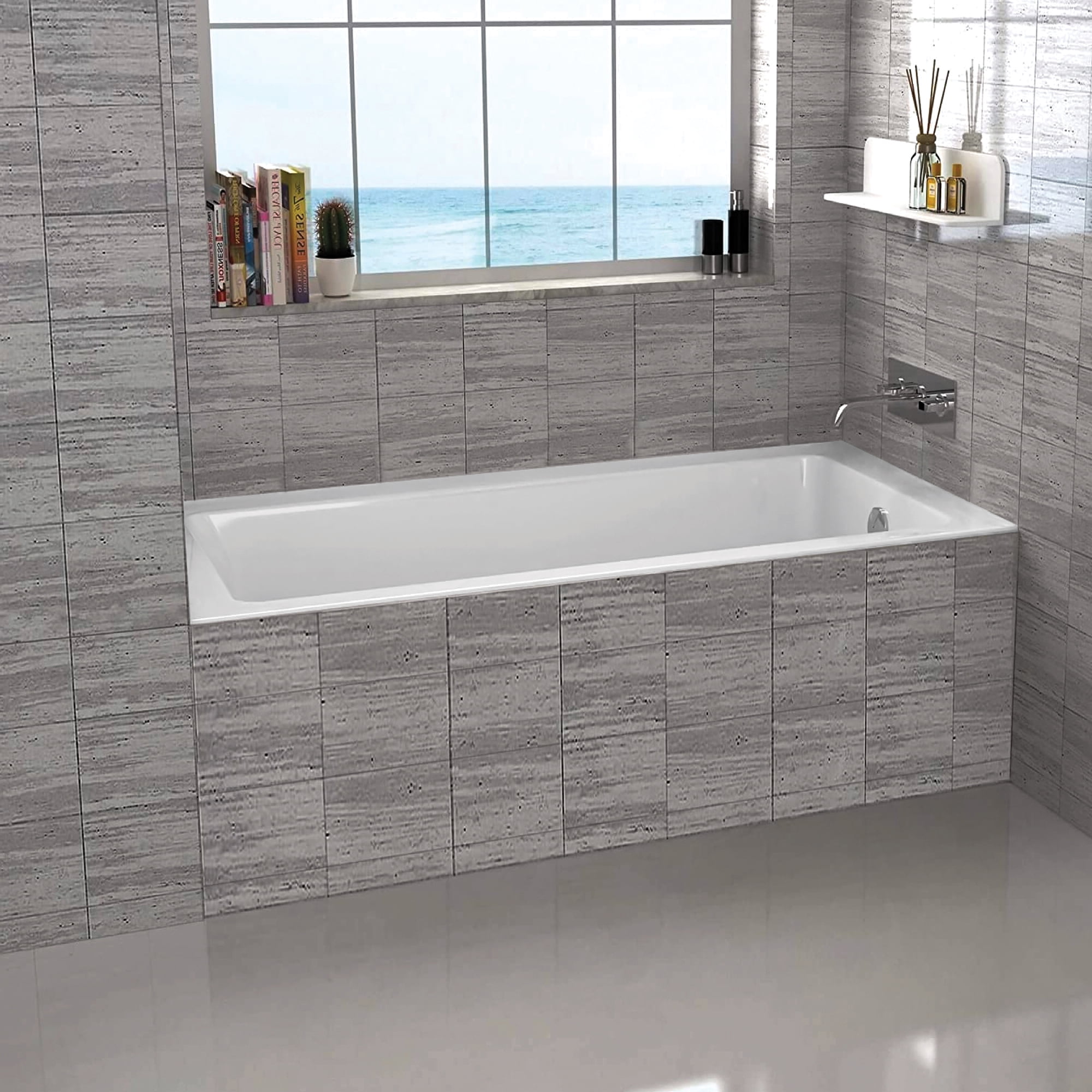 Fine Fixtures Acrylic Fiberglass Soaking Bathtub, 60x30, White, Tile-In ...