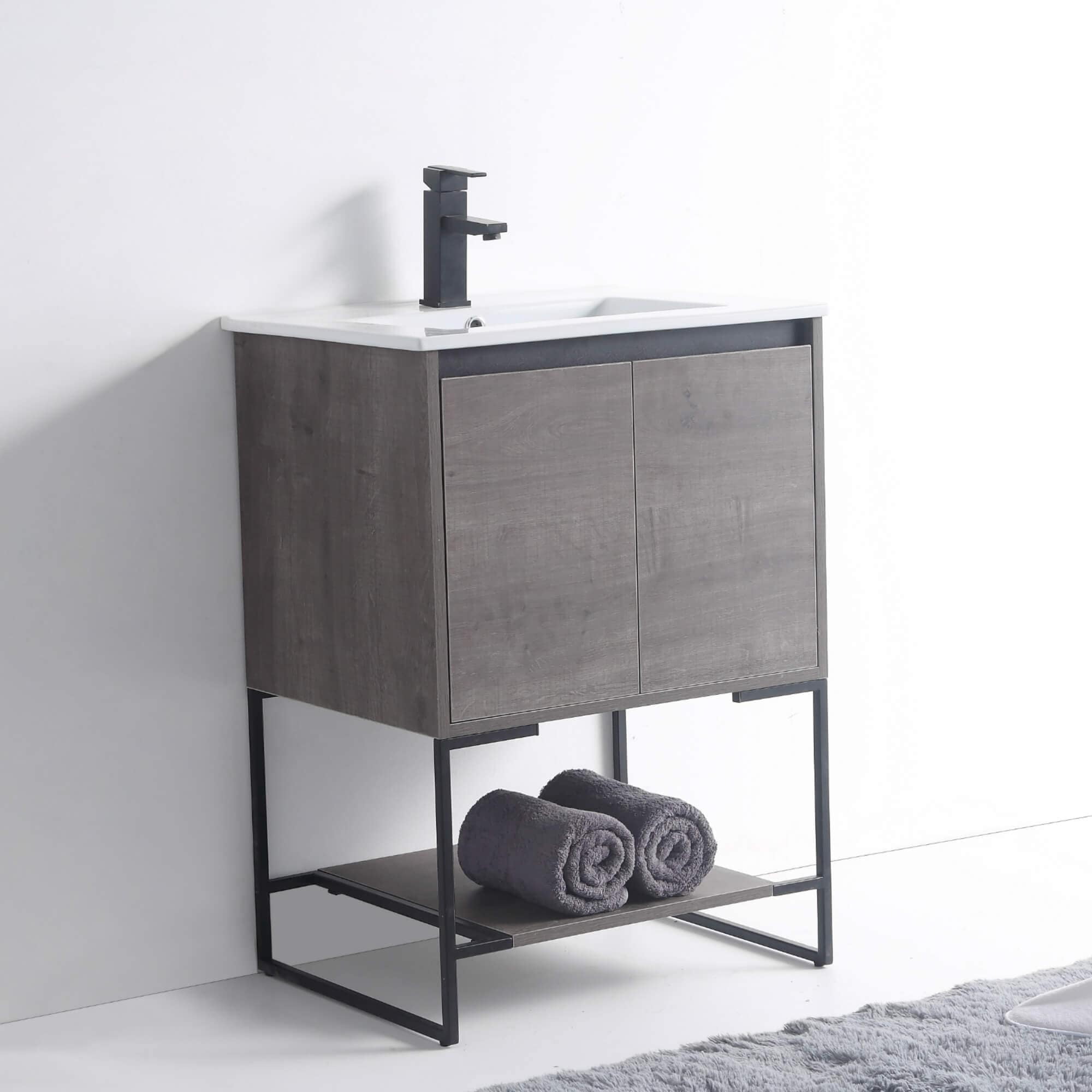 Fine Fixtures Urbania Collection Bathroom Vanity Grey 24" Wood Finish ...