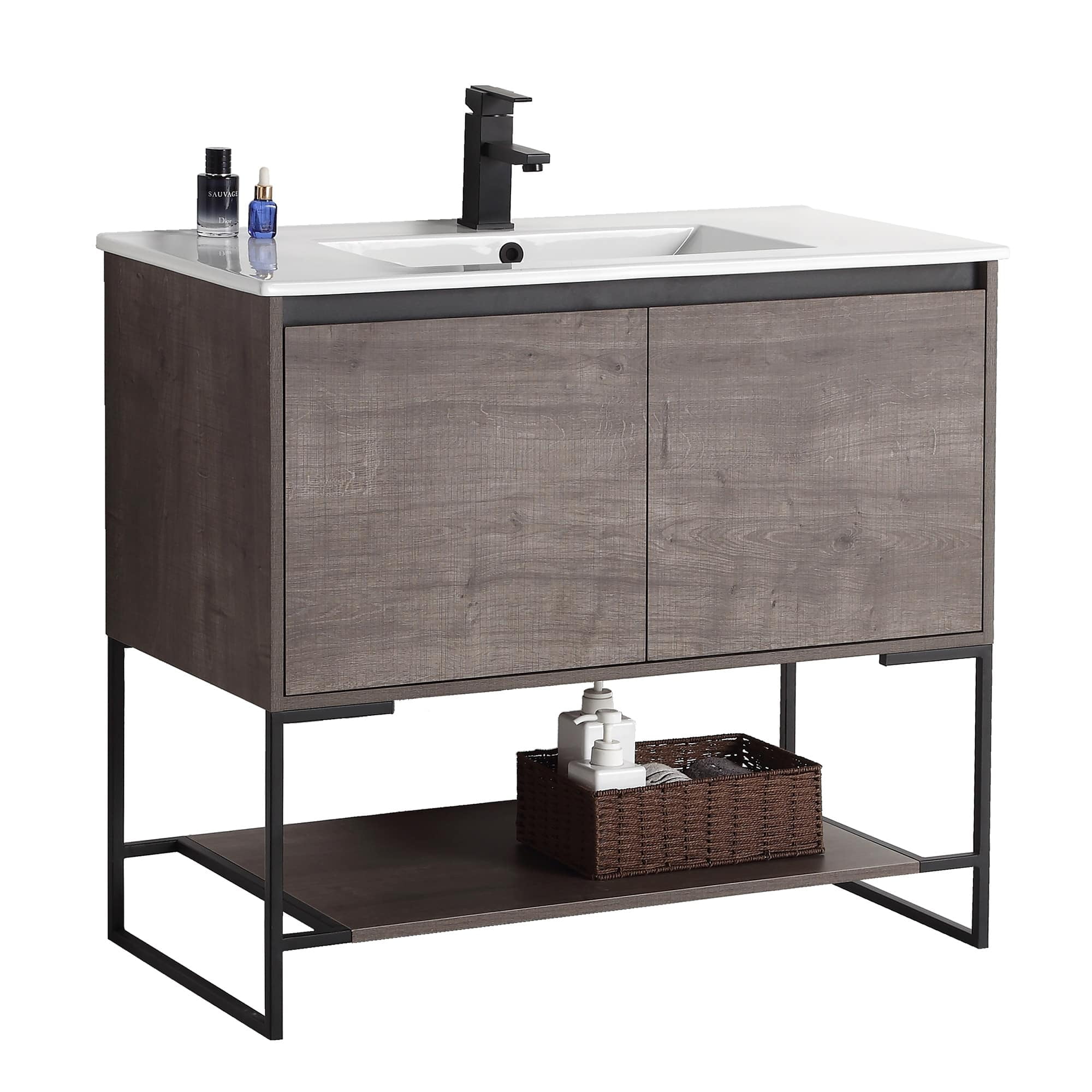 Fine Fixtures Urbania Collection Bathroom Vanity Grey 36" Matte,N/A ...