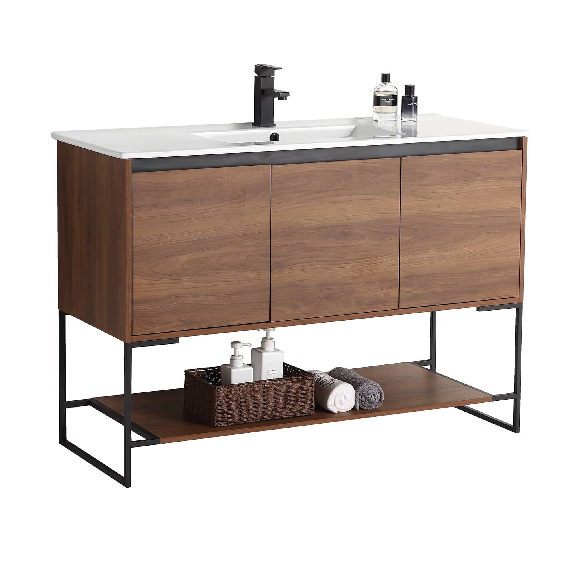 Fine Fixtures Urbania Collection Bathroom Vanity Walnut 48" - Single ...