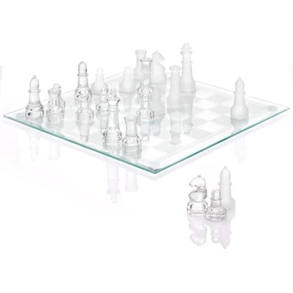 Fine Glass Chess Set, Modern Clear Chess Board Set with Solid Clear ...