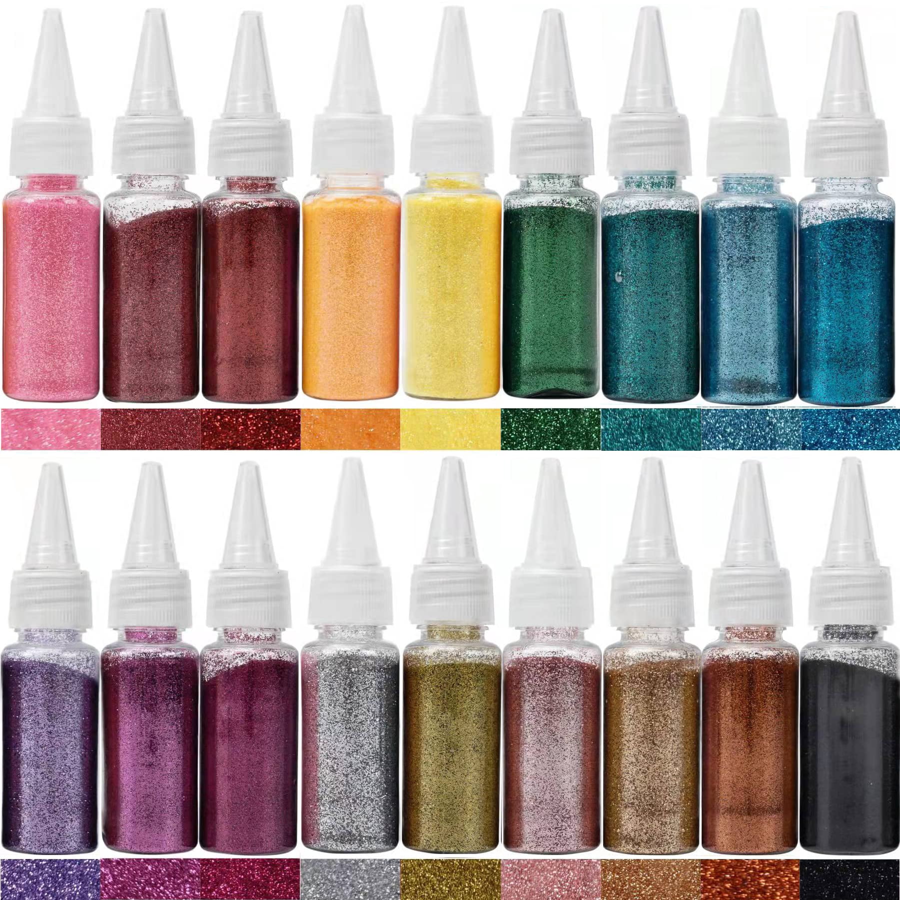Fine Glitter Acrylic Powder-18 Assorted Color Body Arts and Craft ...