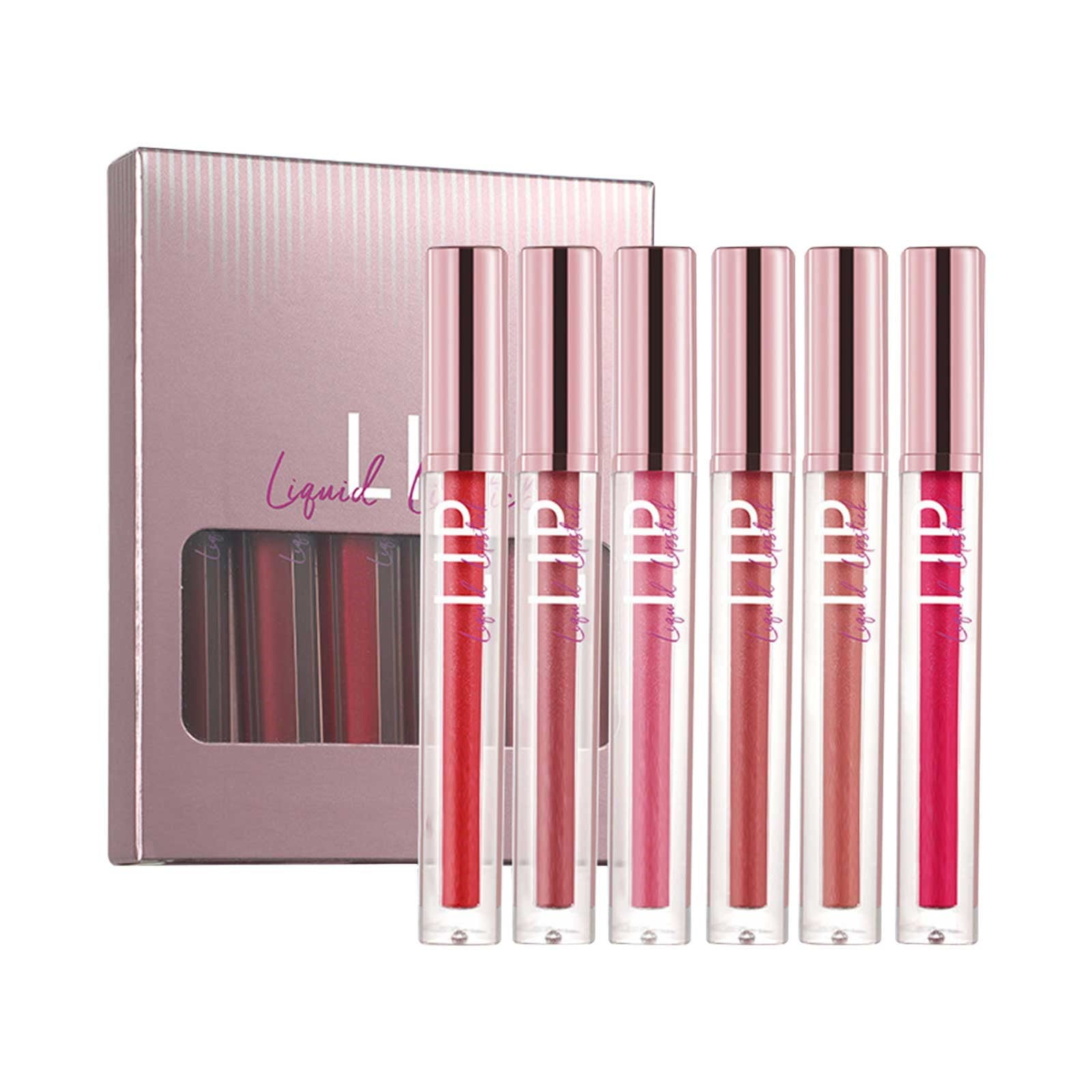 Fine Glitter Lip Gloss Mist Non Stick Cup Does Not Fade 6 Lip Glaze Lipstick Set Lip Butter ...