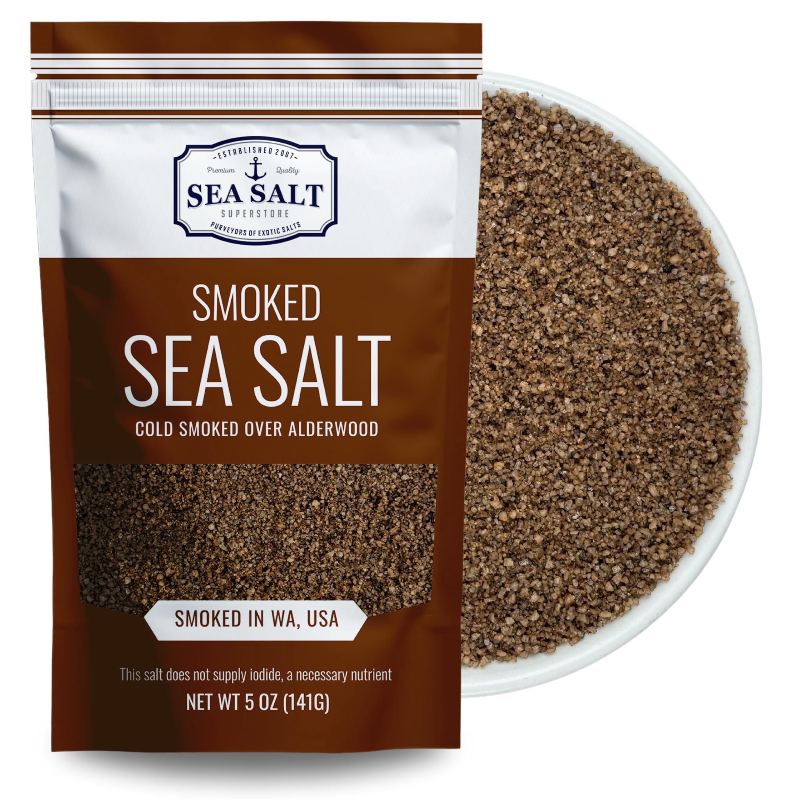 Fine Grain Cold Smoked HMF23 Sea Salt Over Alderwood, Unrefined Fine ...
