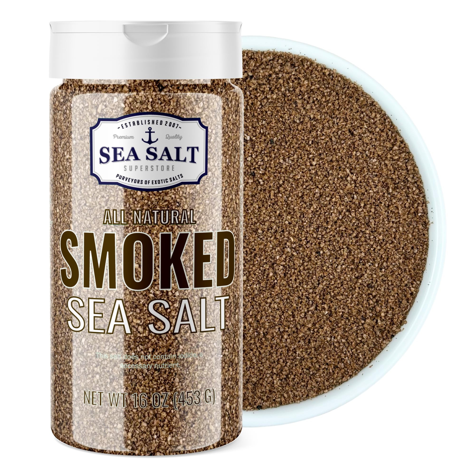 Fine Grain Cold Smoked MFF30 Sea Salt Over Alderwood, Unrefined Fine Smoky Flavored Kosher Salt ...
