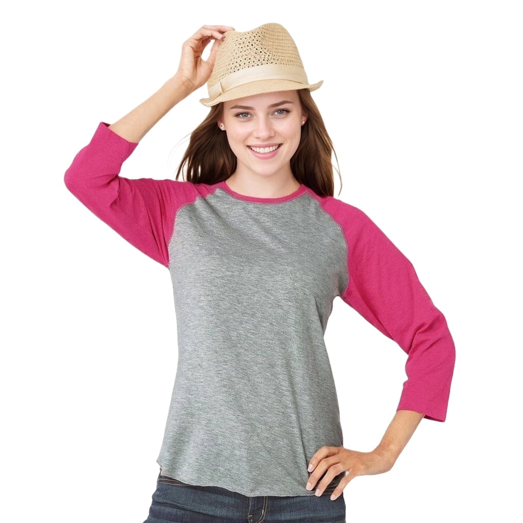 Fine Jersey Baseball Tshirt for Womens 3/4 Length Sleeve Tee Tops ...