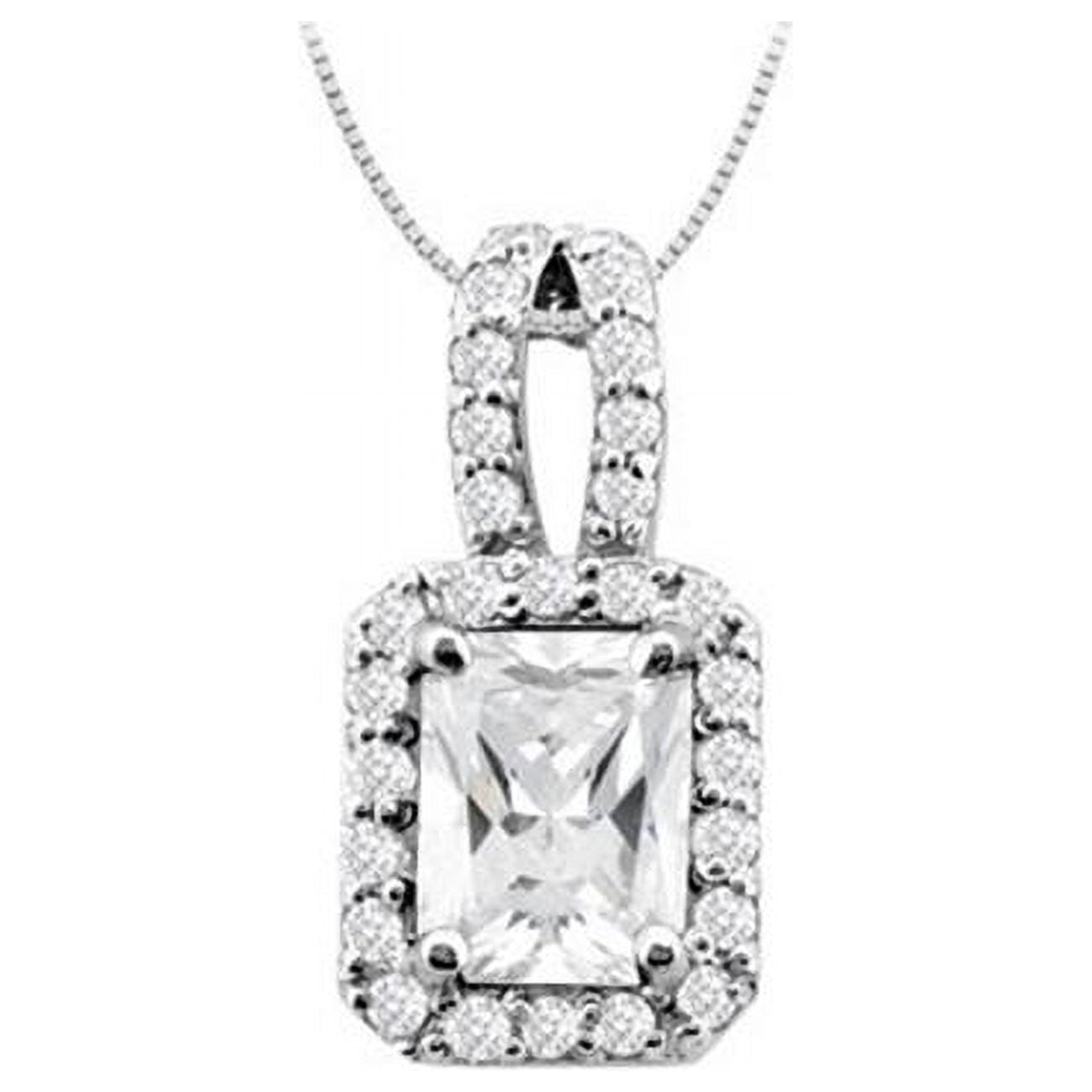Fine Jewelry Vault UBPDC352W14CZ Cubic Zirconia Emerald Cut Pendant in ...
