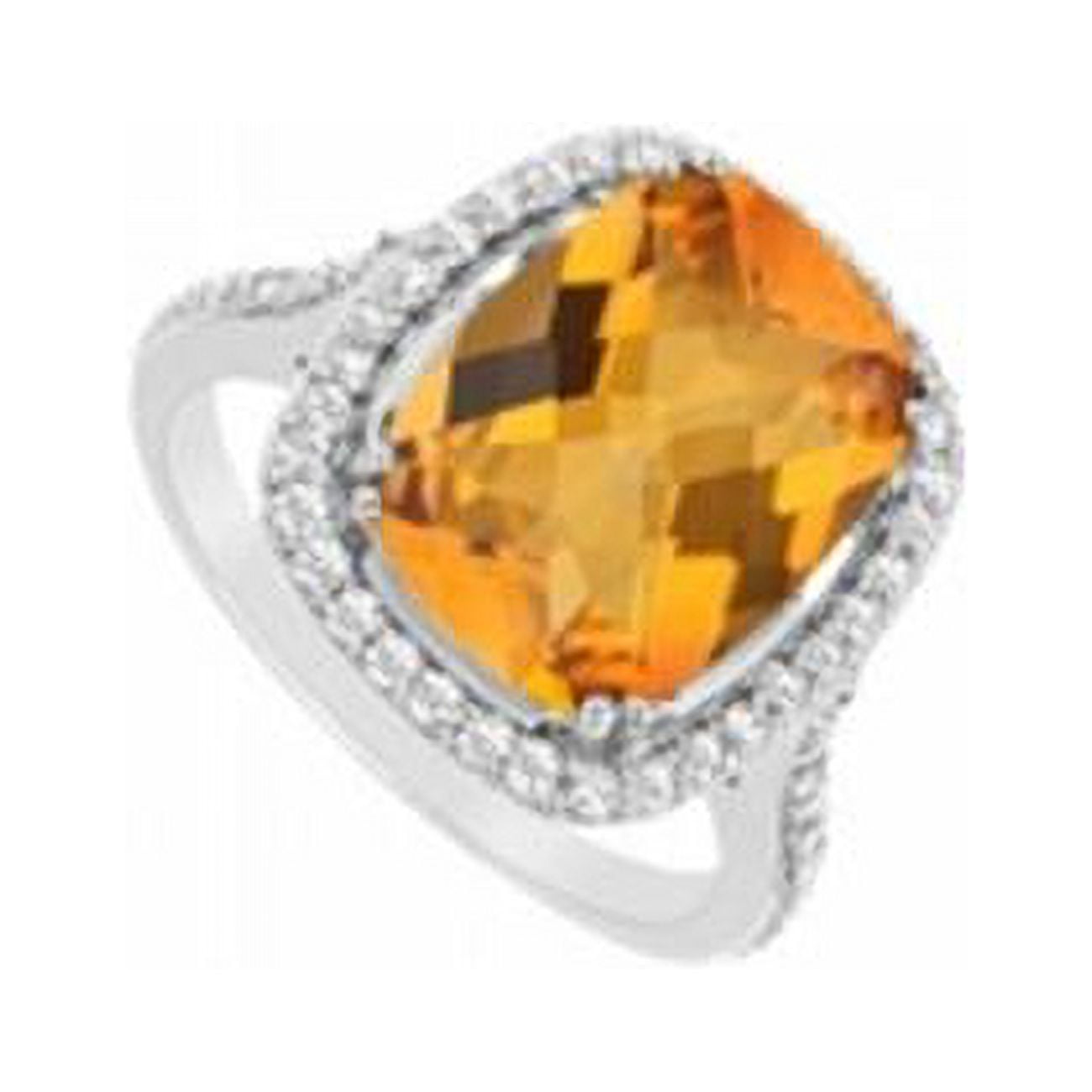 Fine Jewelry Vault UBRS71488AGCZCT-123 9 CT Citrine & CZ Ring Sterling ...