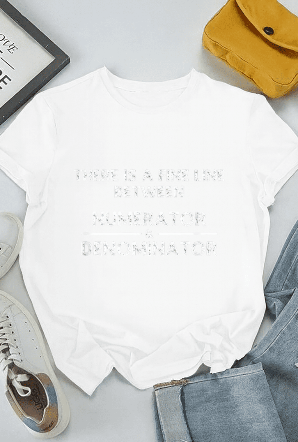 Fine Line Between Numerator Denominator Math Joke up to Size 5XL Unisex ...