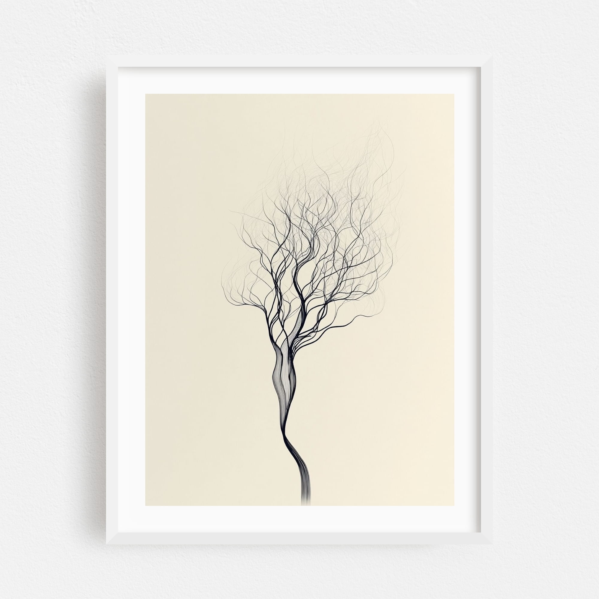Fine Line Tree Art - Line Drawing White Framed Wall Art Print 24 x 30 ...