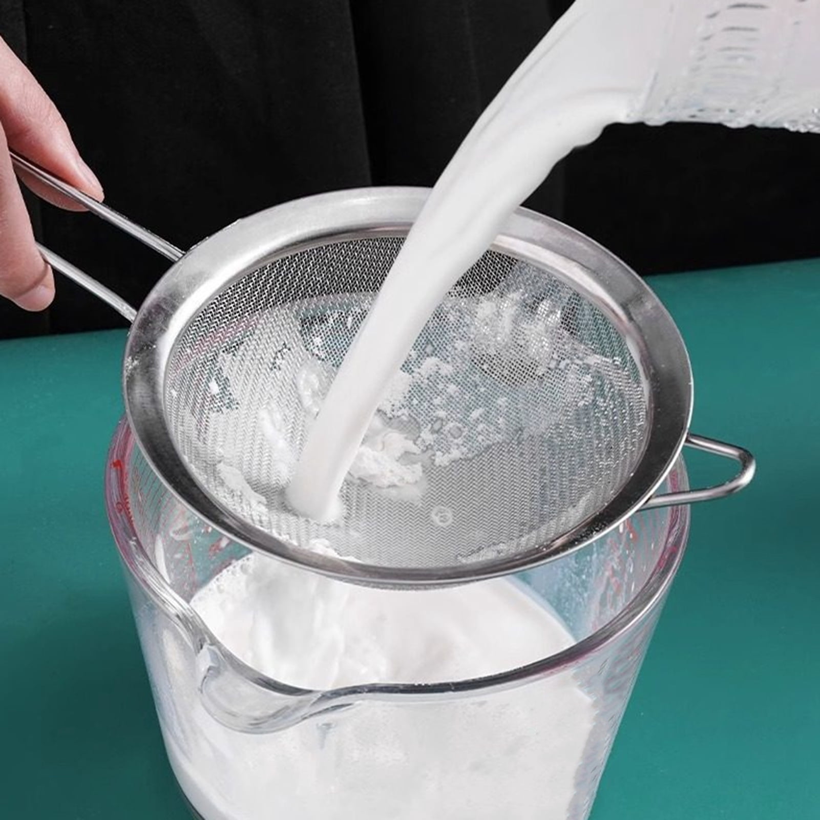 Fine Mesh Kitchen Strainer Stainless Steel Colander Skimmer with Handle ...