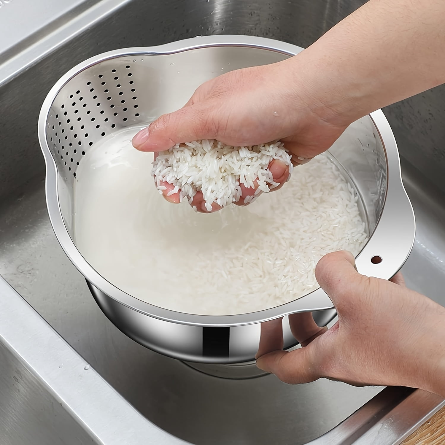 [Fine Mesh Stainless Steel Bowl] Fine Mesh 304 Stainless Steel Washing ...