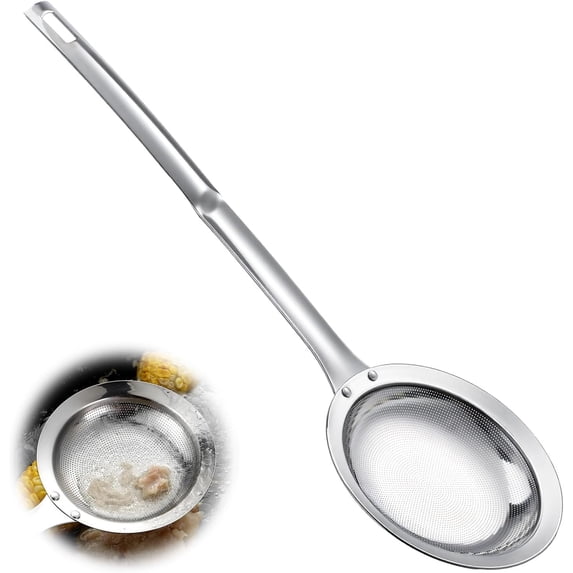 Fine Mesh Stainless Steel Colander, Skimmer Spoon with Handle for ...