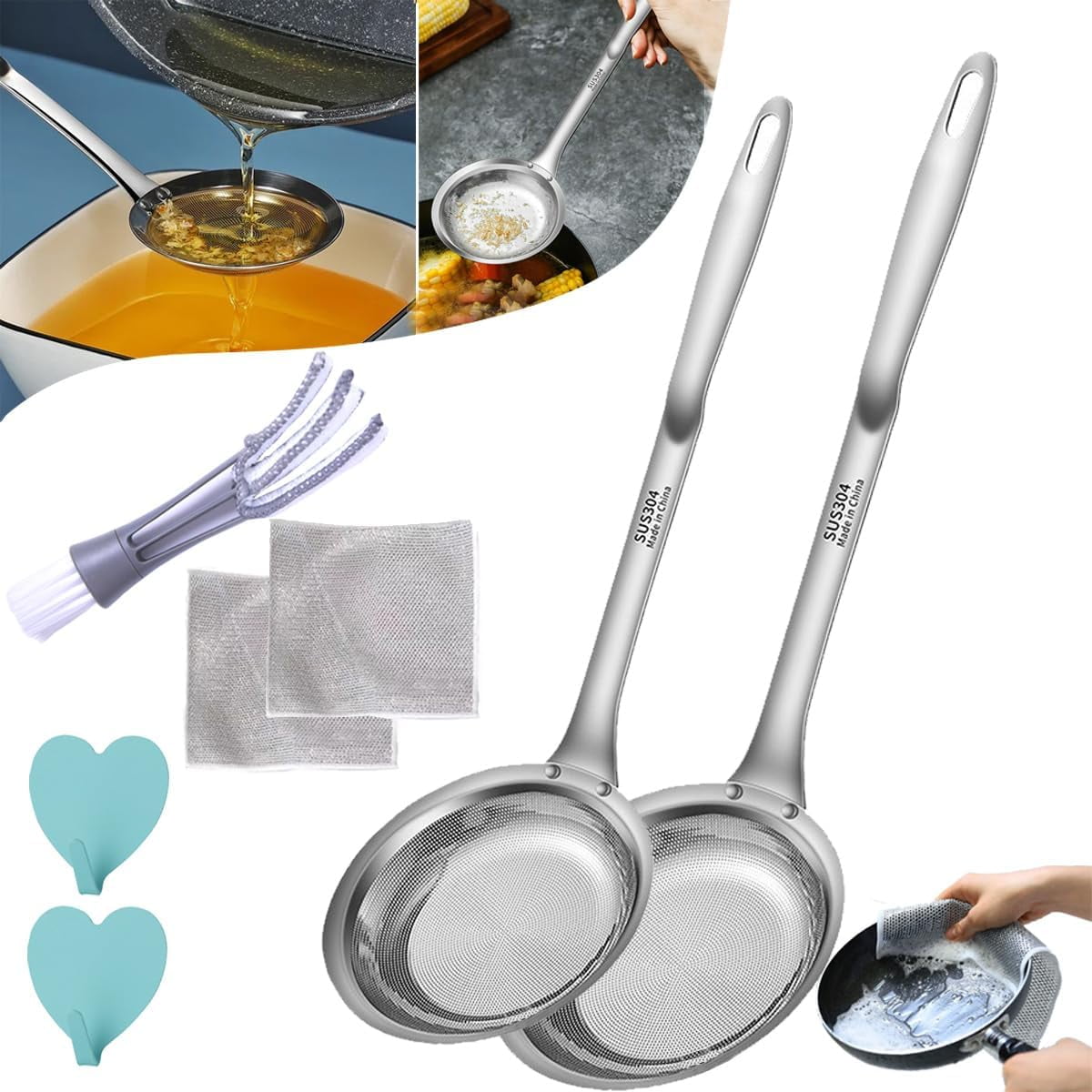 Fine Mesh Stainless Steel Colander Spoon, 2024 New 304 Stainless Steel ...