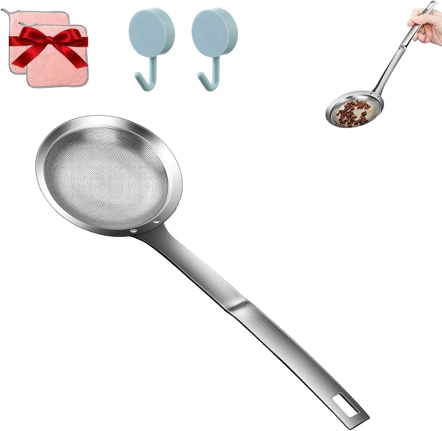 Fine Mesh Stainless Steel Colander, Stainless Steel Fat Skimmer Spoon ...